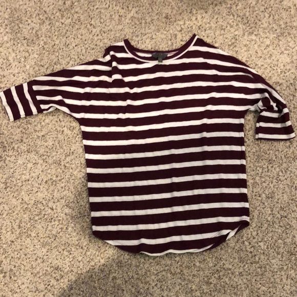 Mix | Tops | L Mix Maroon White Striped Shirt | Poshmark